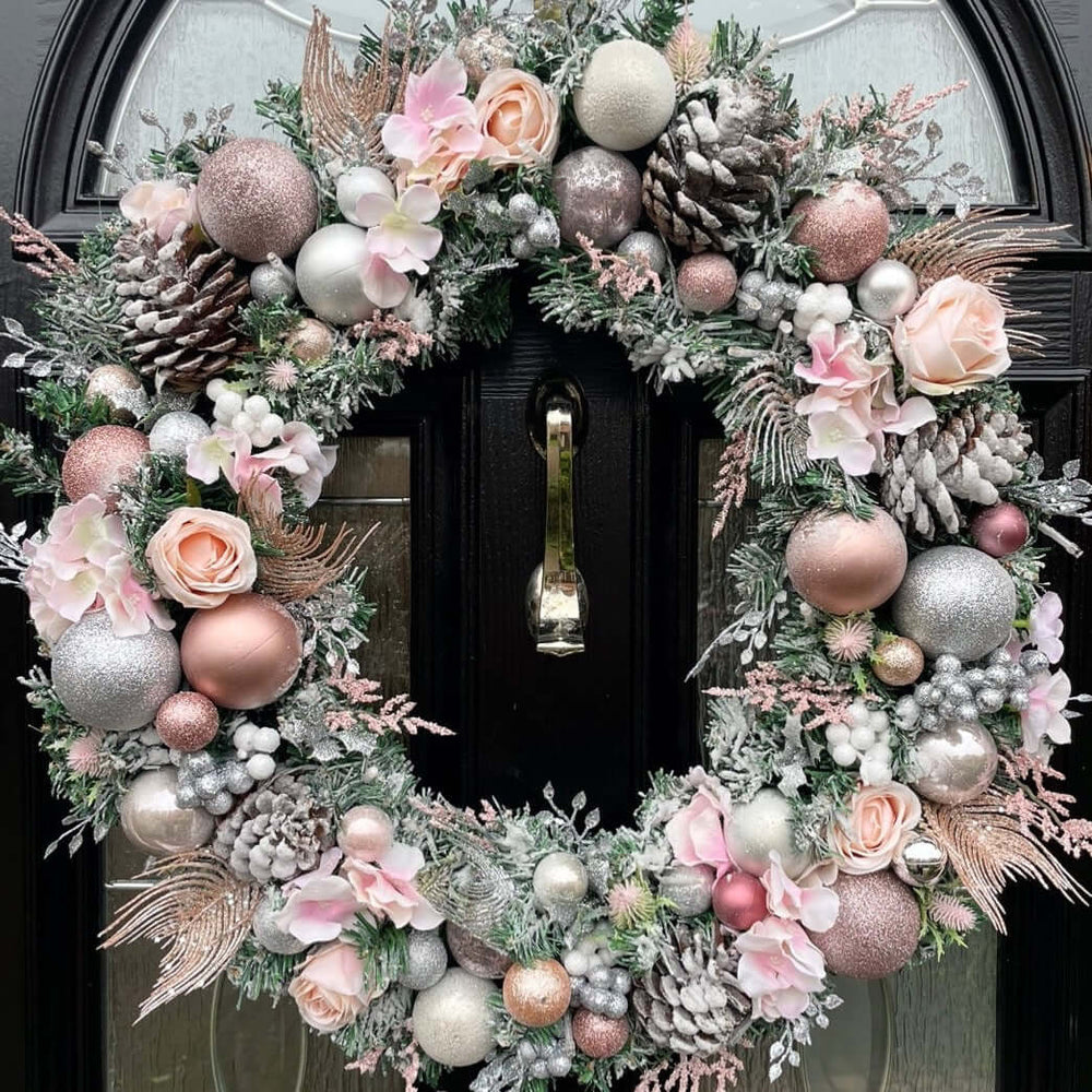 Large luxury Pink and silver Christmas Wreath